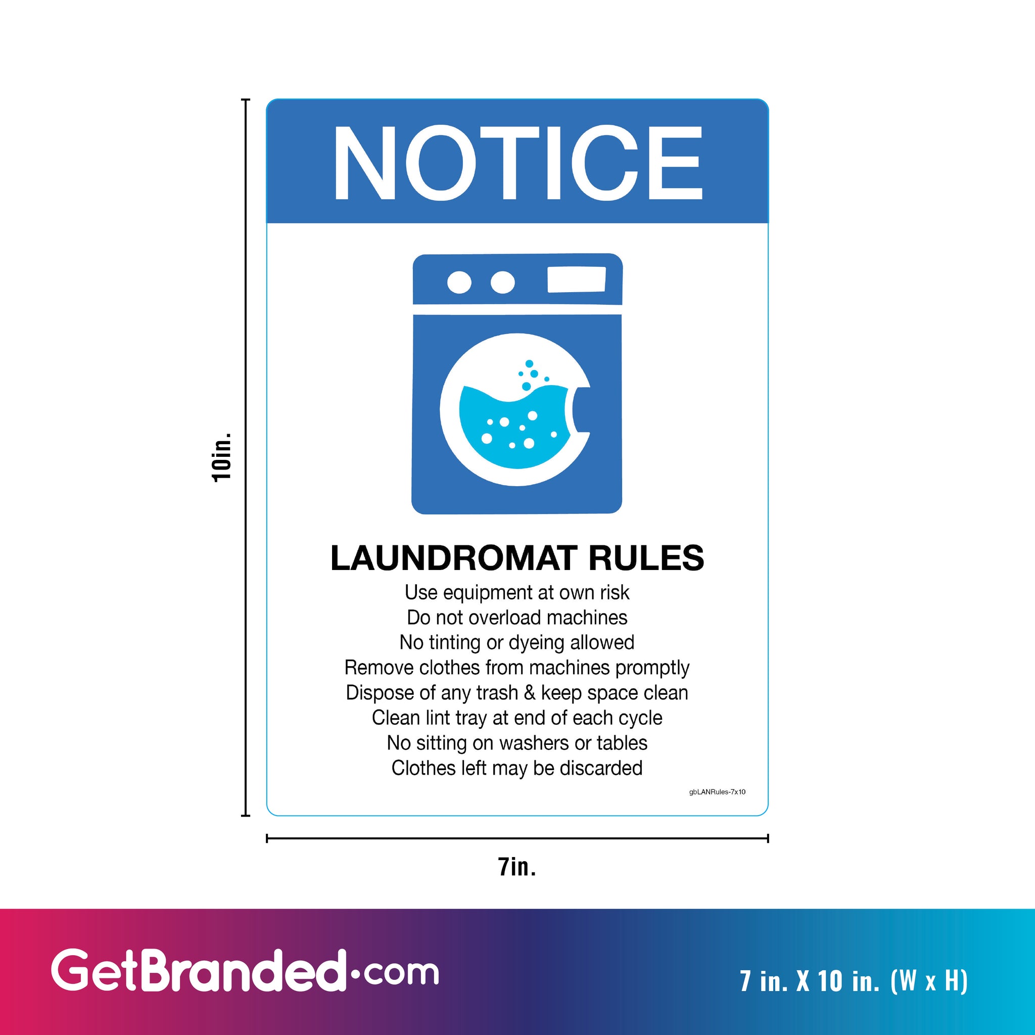 Laundromat Rules Sign – GetBranded.com