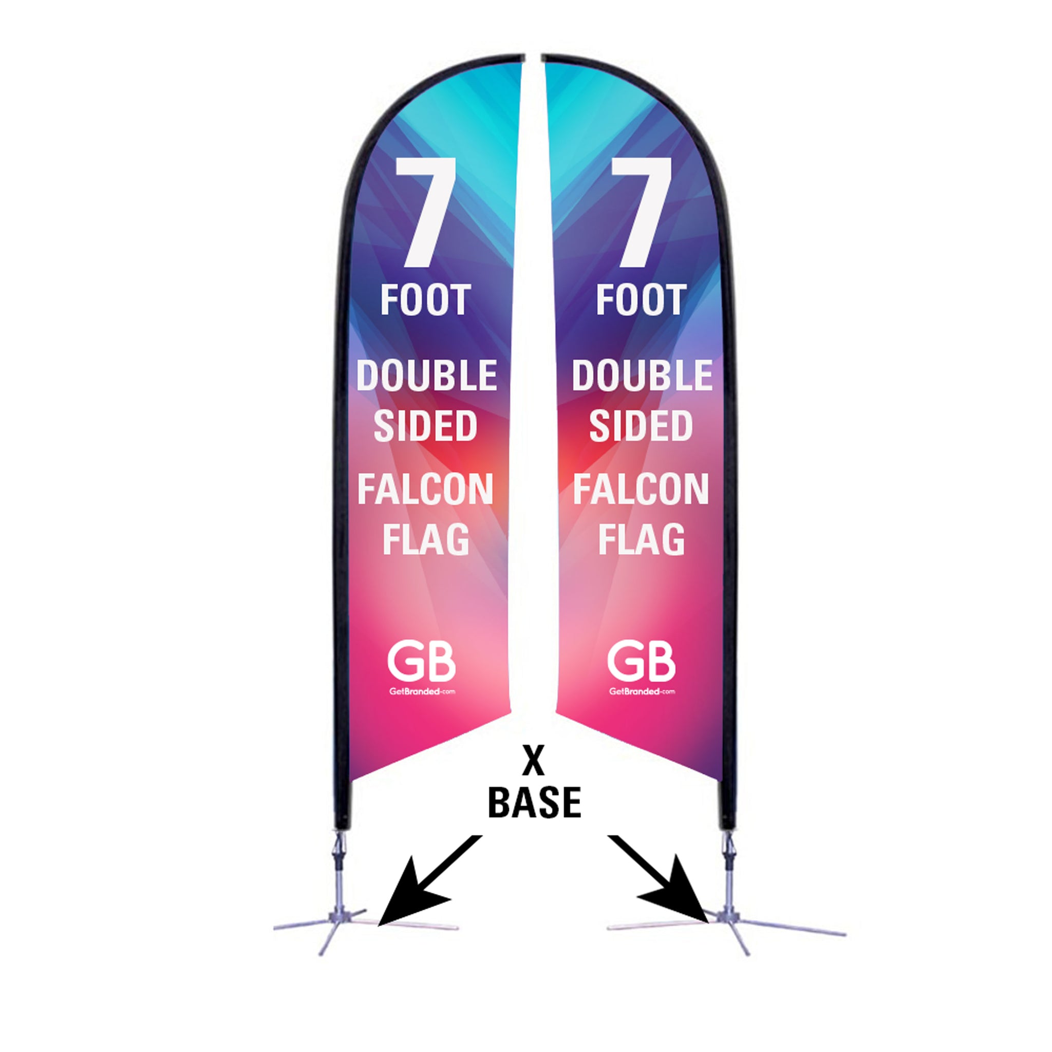7 FT Double-Sided Falcon Flag (Base Options) – GetBranded.com