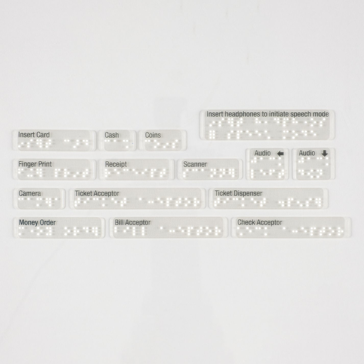 15 Piece, Clear Braille for Kiosks, Coin Counters and Bill Pay ...